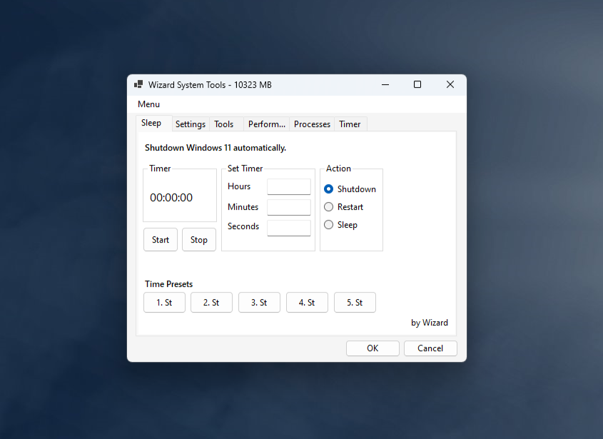 GitHub - DevWizard100/Wizard-System-Tools: windows automatically shutdown after set time