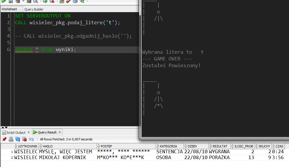 GitHub - prezmyk/wisielec: Gra w wisielca w PL/SQL