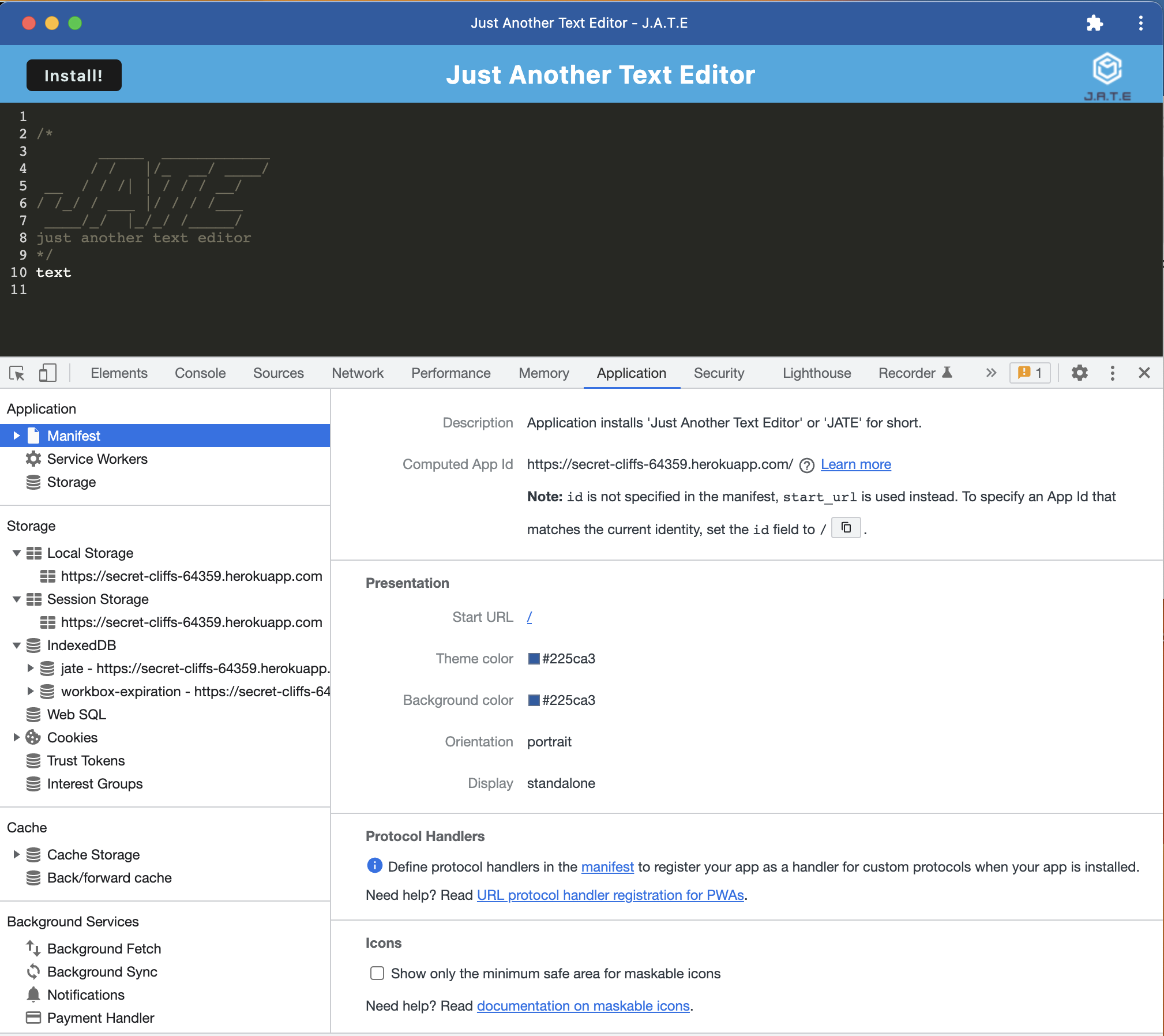 GitHub - bmevada/Text-Editor: Week 19: Progressive Web Applications (PWA) Challenge