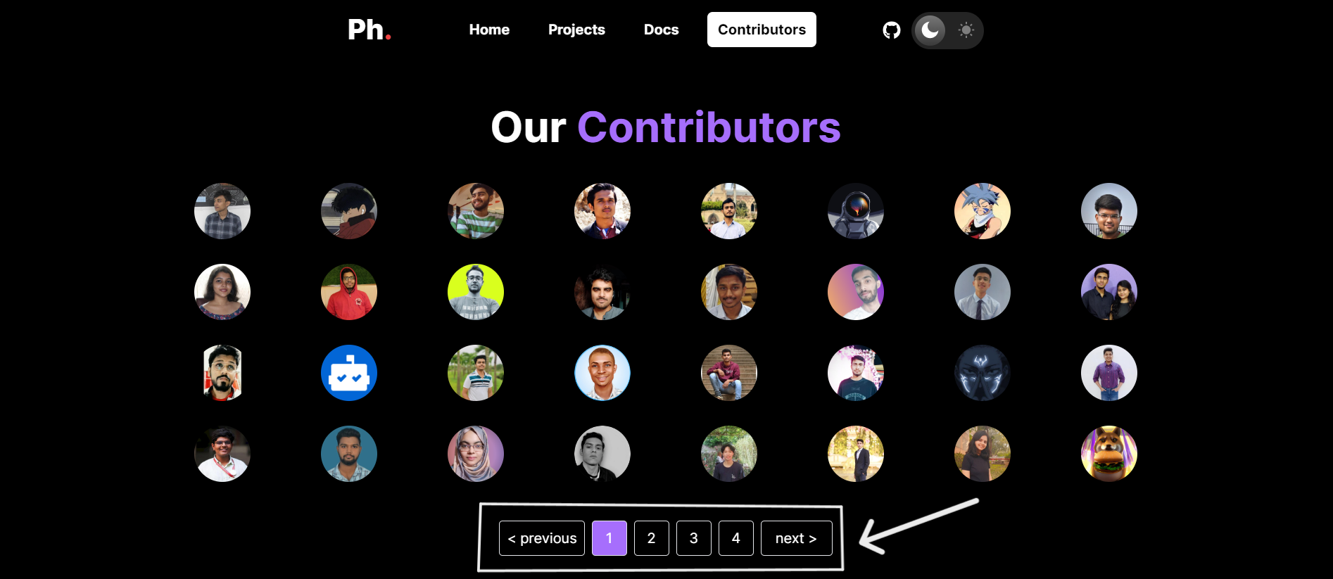 Style Adding Infinite Scroll To The Contributors Section · Issue 828 · Priyankarpal 