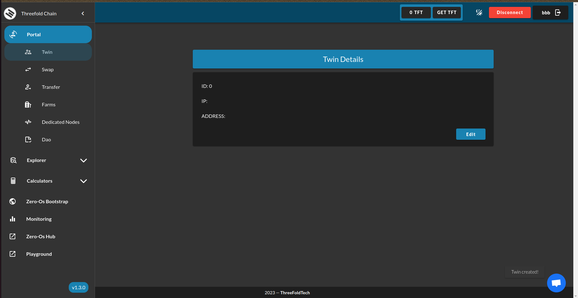 New created twin doesn't show any data · Issue #474 · threefoldtecharchive/tfgrid_dashboard · GitHub