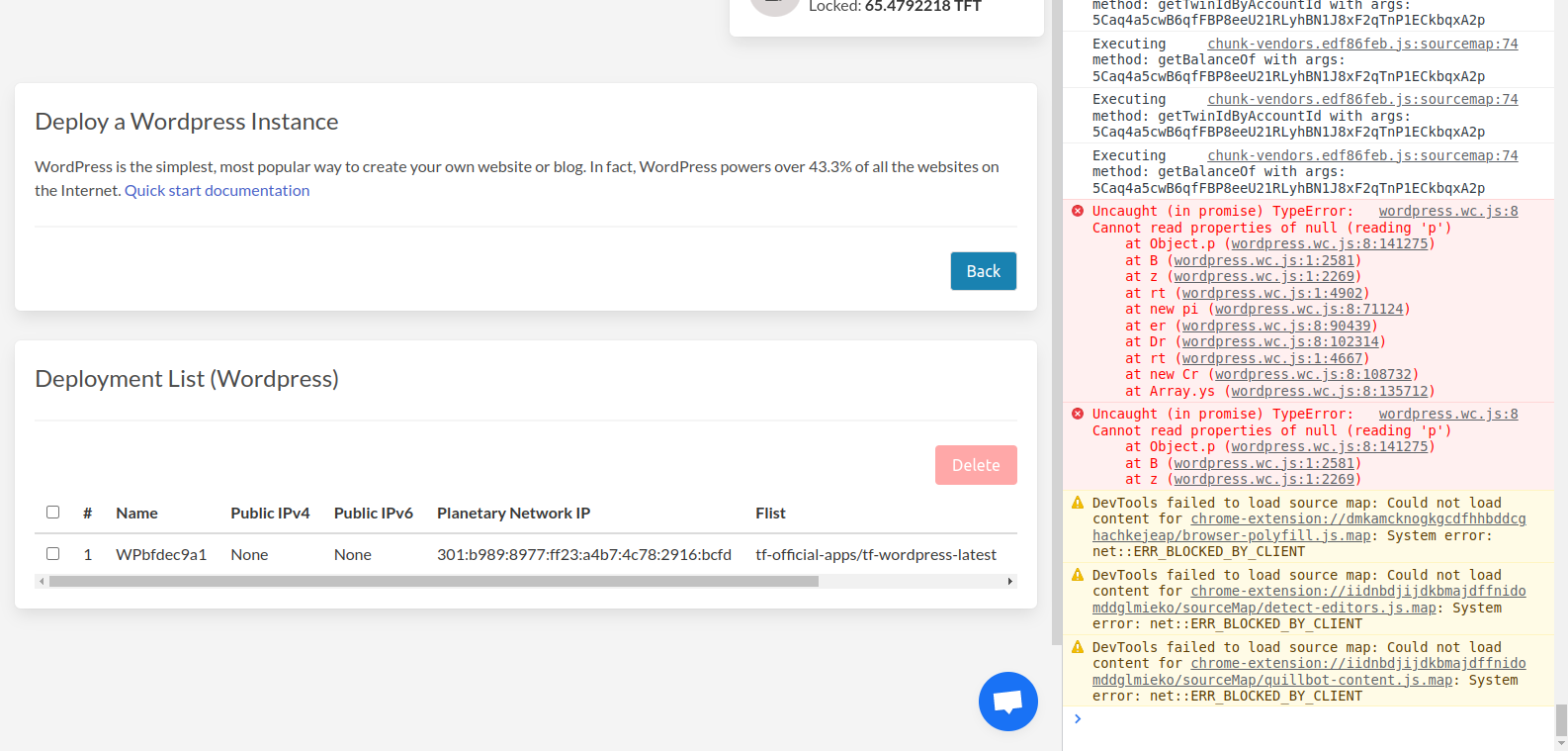 The back button returns an error · Issue #1287 · threefoldtecharchive/grid_weblets · GitHub