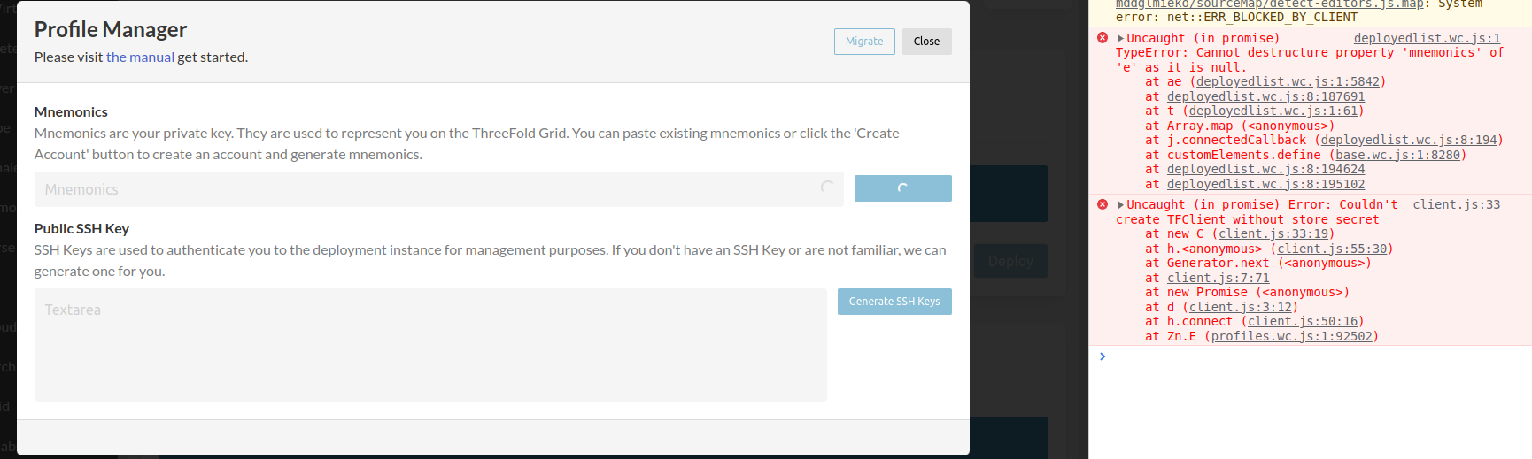 Can't create new account from profile manager · Issue #1366 · threefoldtecharchive/grid_weblets ...