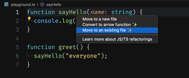 New Refactoring: Move to an existing file · Issue #67 · nicoespeon/abracadabra · GitHub