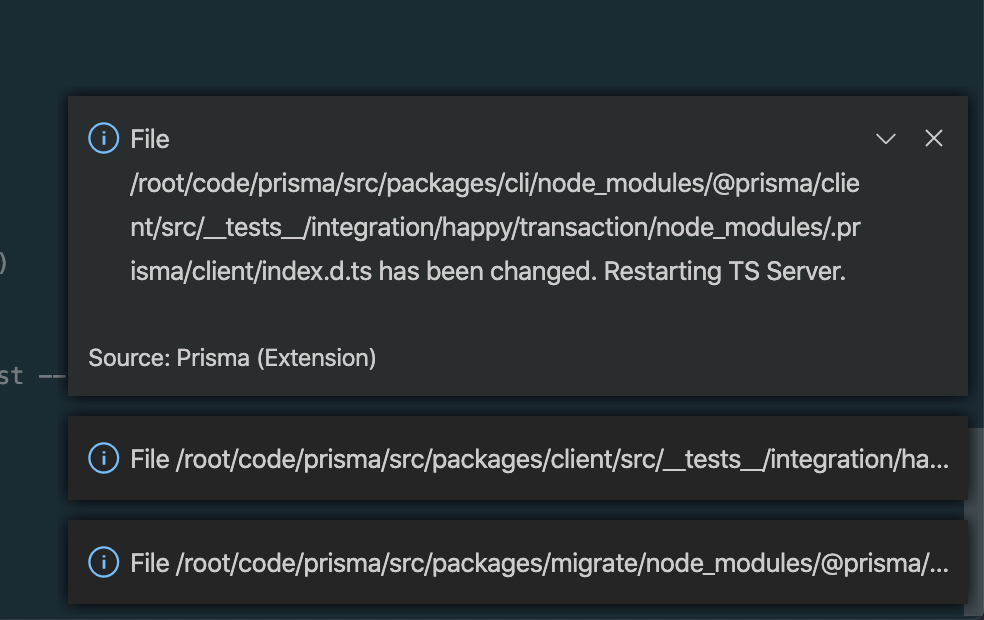 Change of `client/index.d.ts` should not show a notification · Issue #451 · prisma/language ...