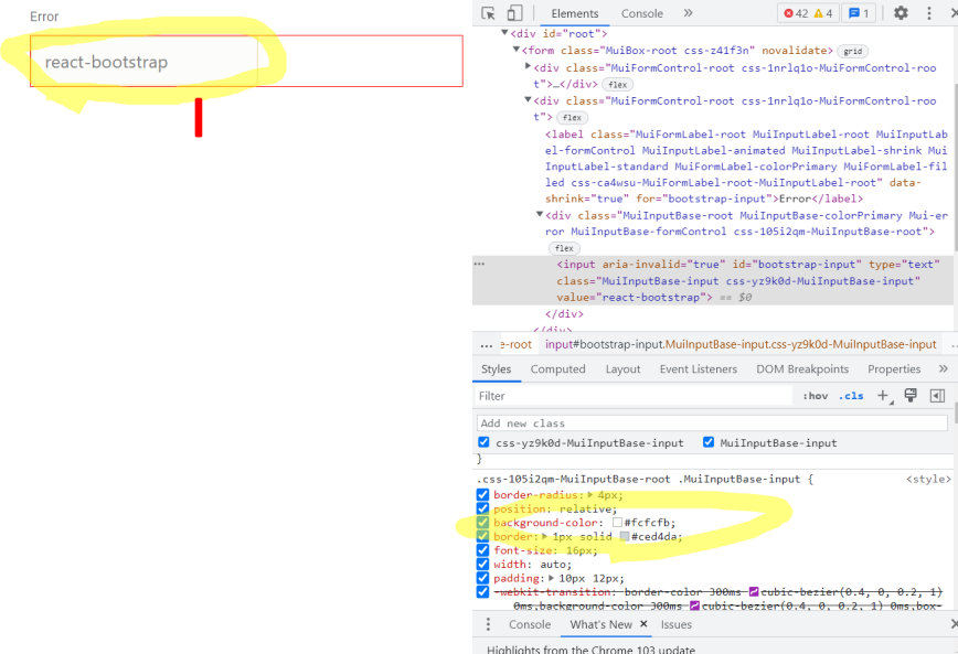 Not Able To Achieve An Error Class For The Border With The Bootstrap Input In Textfield · Issue 