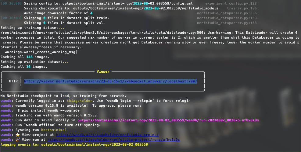 [STUCK] Instant-NGP the training without appearing in the logs, without iterations and not ...
