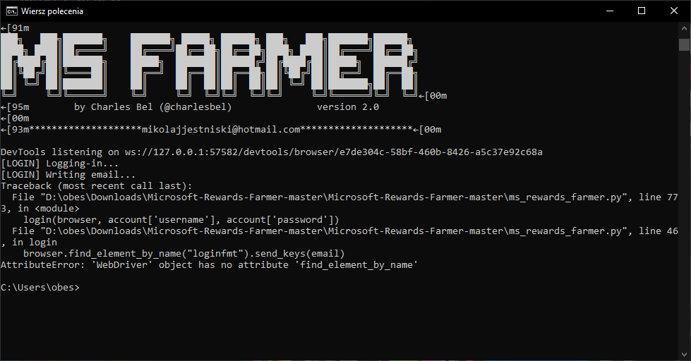 Ms Farmer Not Working · Issue 154 · Charlesbel Microsoft Rewards