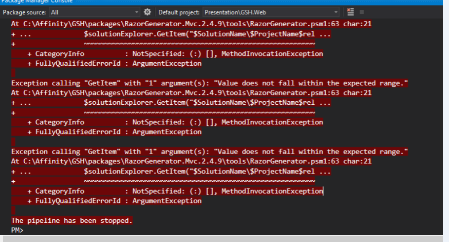 Unable to enable custom tool on all views with "Enable-RazorGenerator" command · Issue #236 ...