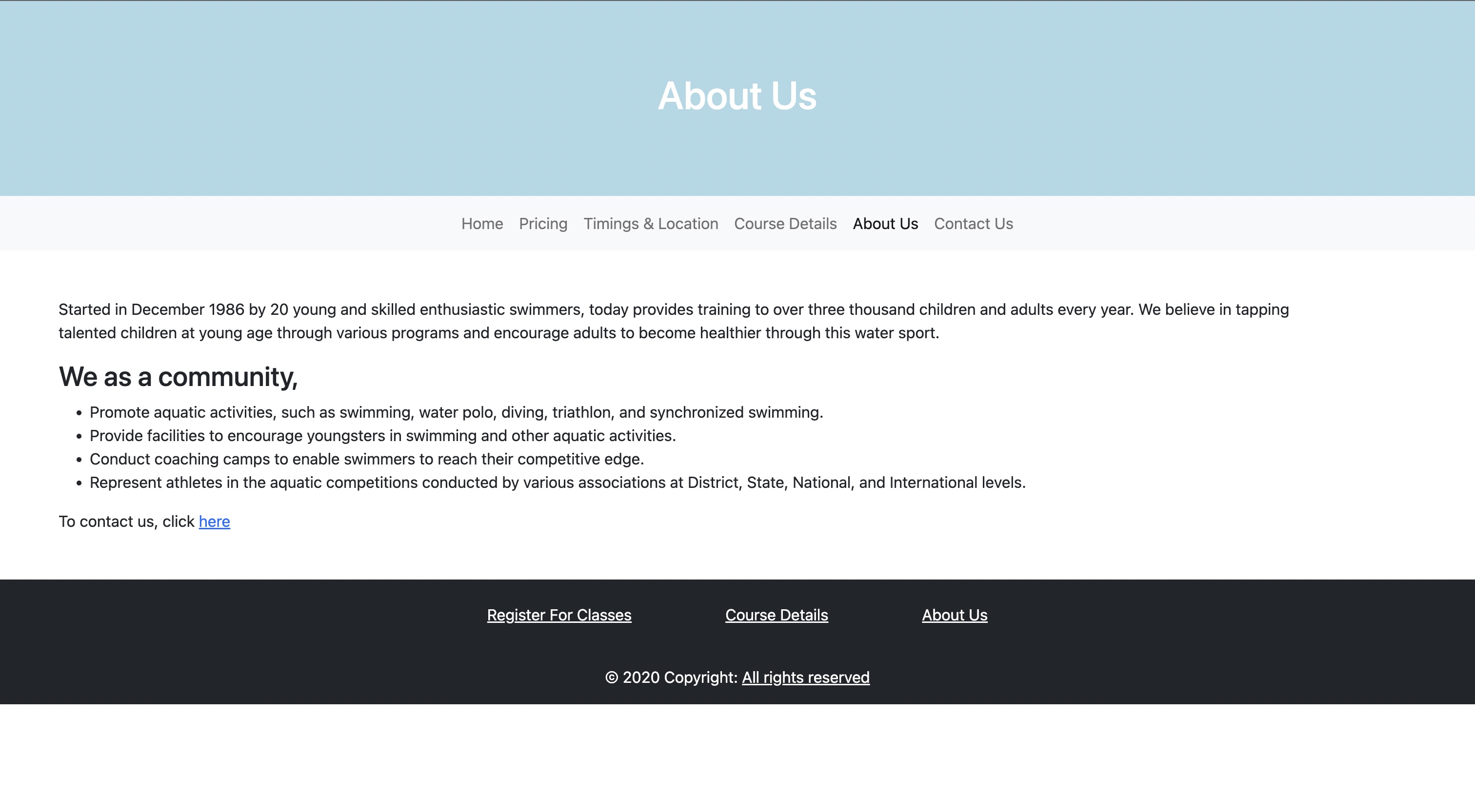 GitHub - Atchaya-Saravanan/swimming-classes