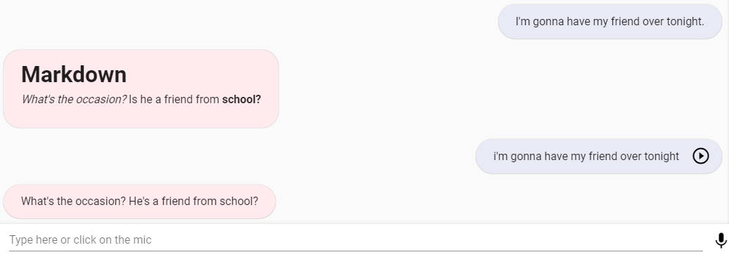 Markdown text should be always be displayed in chatbot UI even in Voice ...