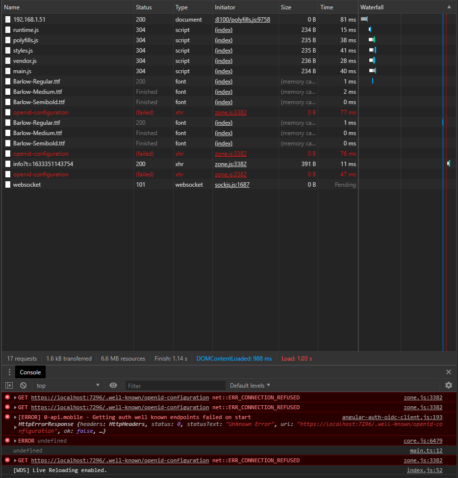 OIDC well known config cannot be loaded from the app, but can be viewed in the browser. · Issue ...