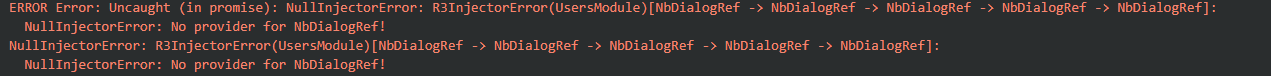 NullInjectorError for NbDialogRef When implements multiple dialog level ...