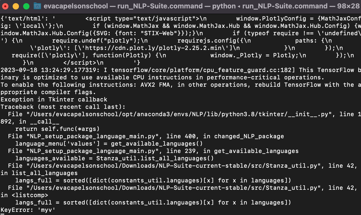 [BUG]: Unable to set Stanza's parsers + Terminal Error · Issue #1149 · NLP-Suite/NLP-Suite · GitHub
