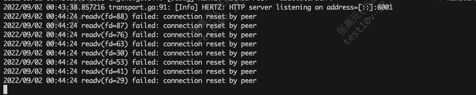 压测出现 failed: connection reset by peer · Issue #5 · cloudwego/hertz-benchmark · GitHub