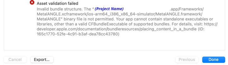 [ 7.5 / 8.0+ ] MetalAngle framework causes Asset validation failure in Xcode, making it ...