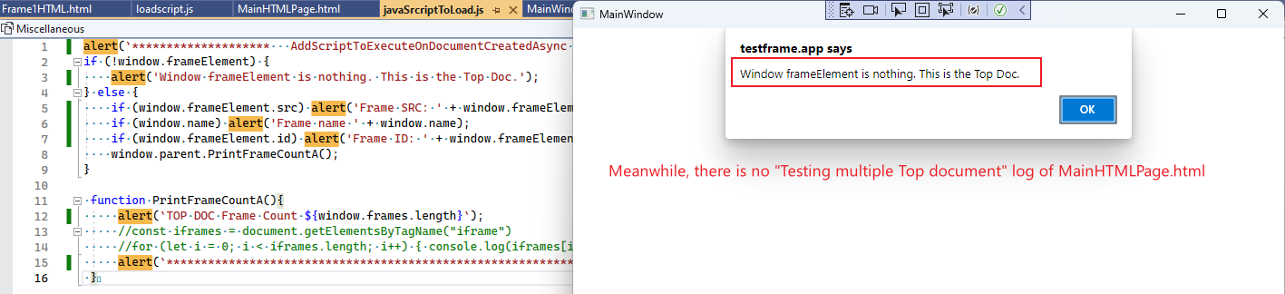 AddScriptToExecuteOnDocumentCreatedAsync does not inject into a child iframe created by script ...