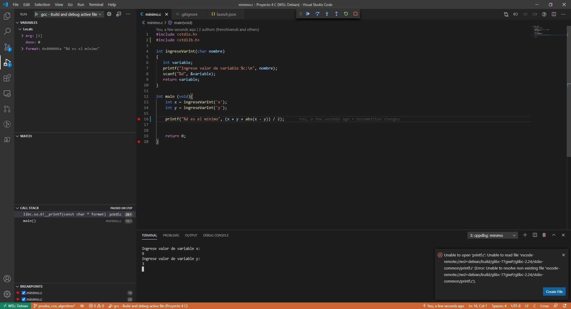 Debbuger throws error when I issue a "Step into" · Issue #6472 · microsoft/vscode-cpptools · GitHub