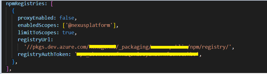 Using npmregistries for private packages, is failing to load package. Because of CORS error ...