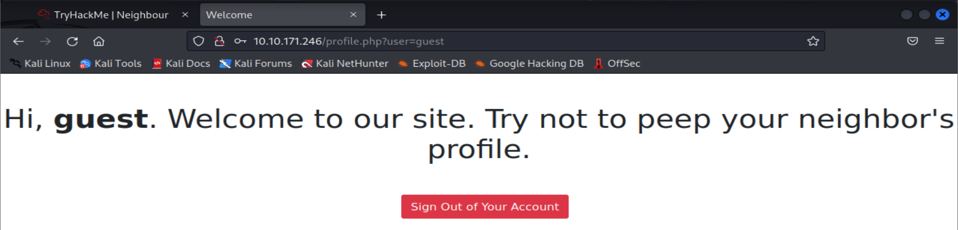 GitHub - rsoumik/TryHackMe-Neighbour-Walkthrough: A CTF dealing with IDOR