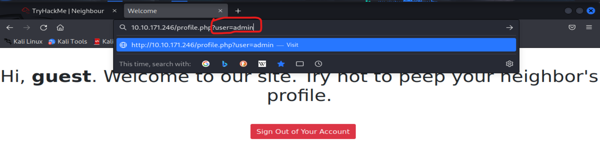 GitHub - rsoumik/TryHackMe-Neighbour-Walkthrough: A CTF dealing with IDOR