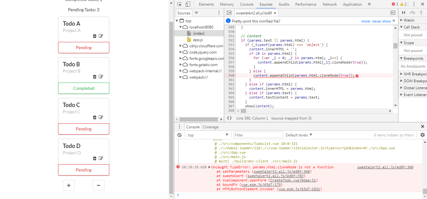 params.html.cloneNode is not a function · Issue #631 · sweetalert2 ...
