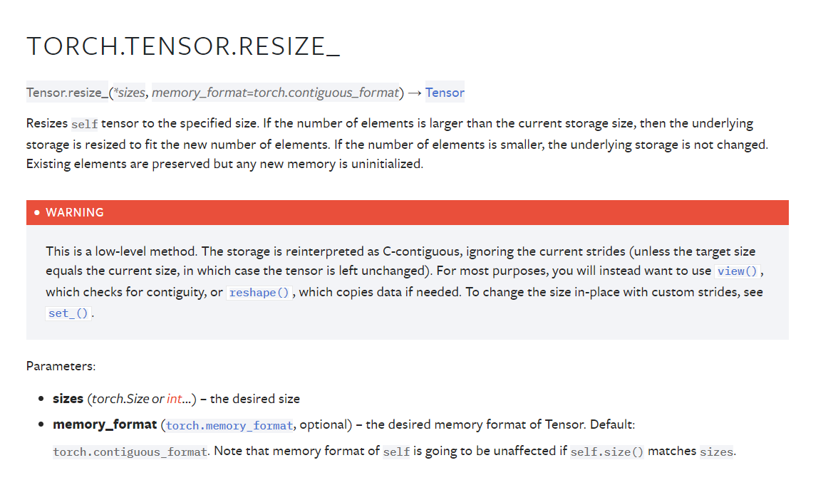 [Feature Request]: 添加 .tensor.resize() 方法 · Issue #10187 · Oneflow-Inc/oneflow · GitHub