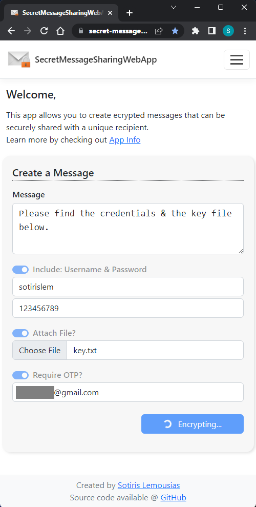 GitHub - sotirislem/SecretMessageSharingWebApp