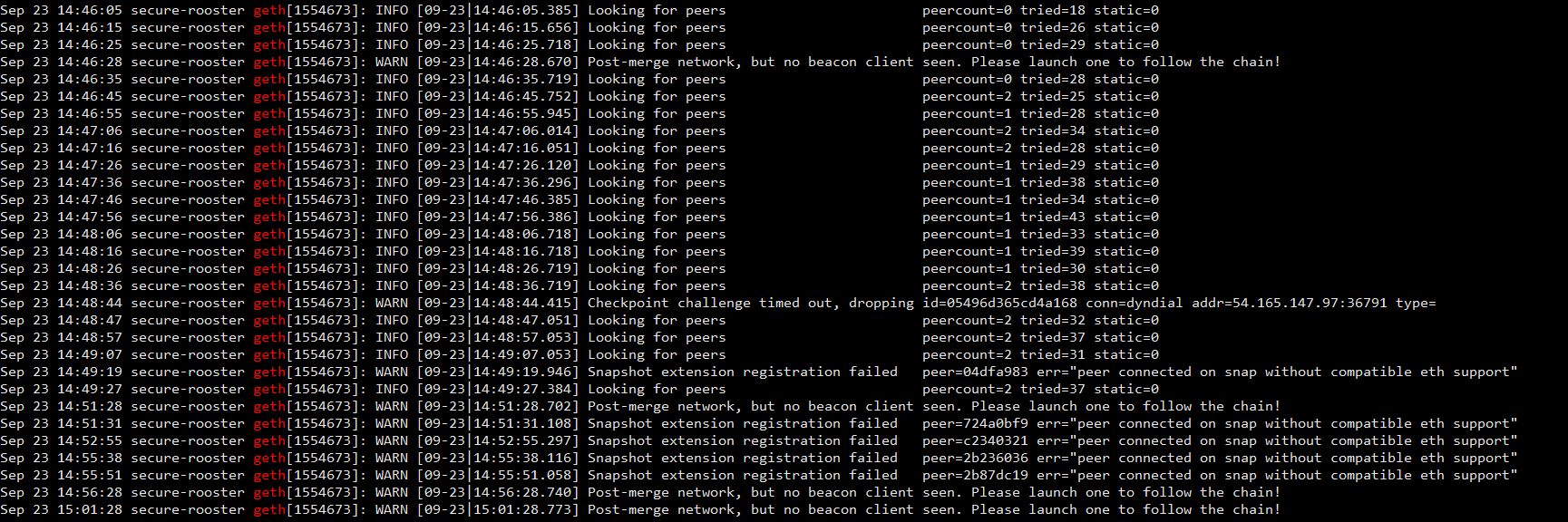 Post-merge network, but no beacon client seen. Please launch one to follow the chain! · Issue ...