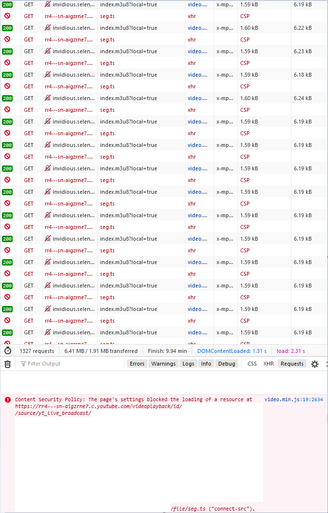 [Bug] Livestreams do not load - CSP Violation · Issue #2352 · iv-org/invidious · GitHub