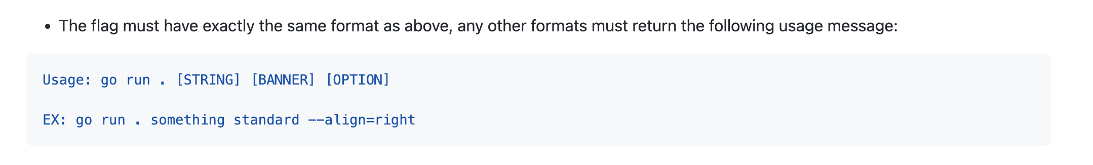 [ascii-art-justify] inconsistent usage message between subject description and audit questions ...