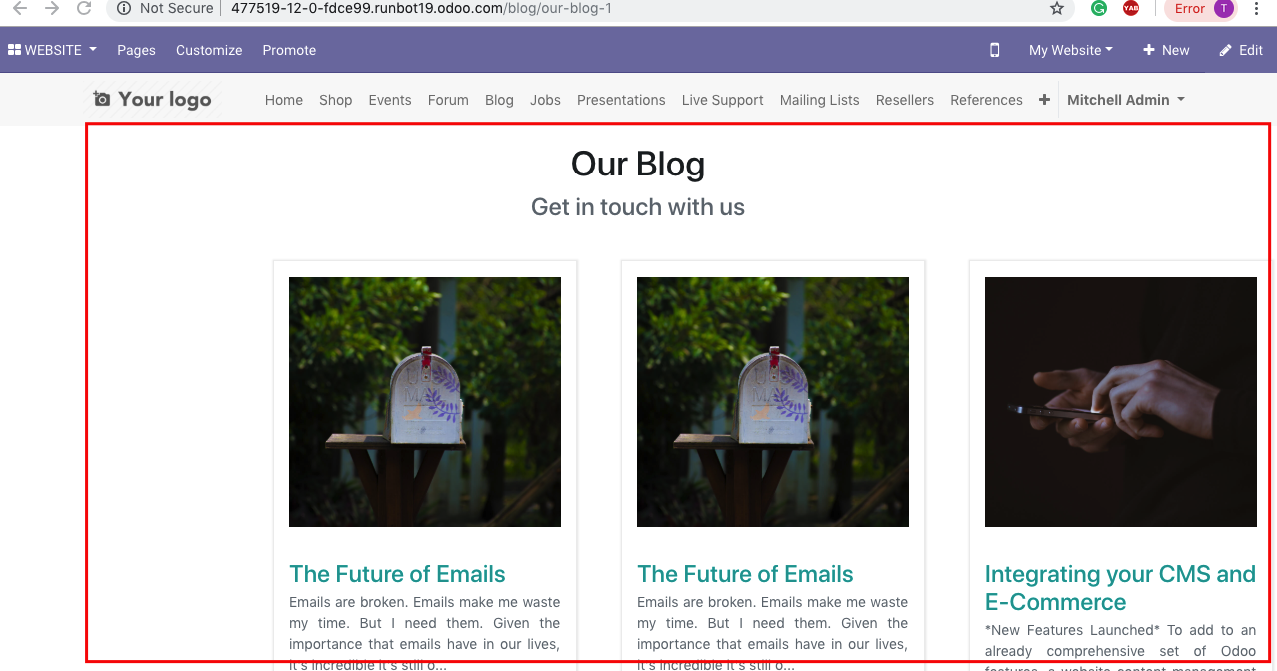 Blog posts shown in one column only in Grid View · Issue #31574 · odoo ...