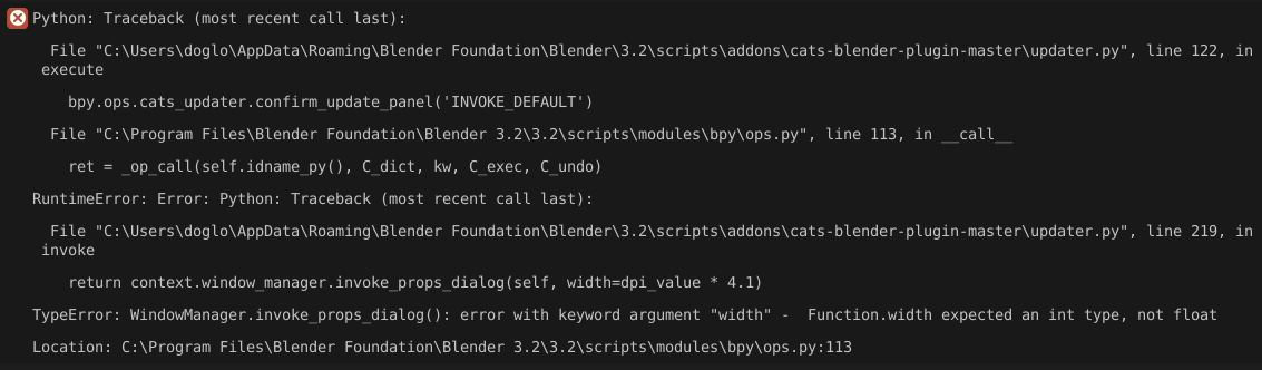 "CATS UV" not found error alongside invalid width argument error · Issue #520 · absolute-quantum ...