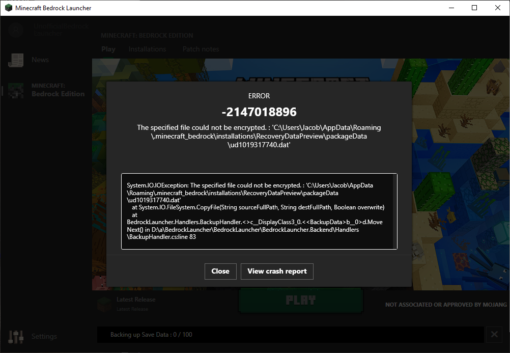 Error while backing up data "-2147018896" · Issue #351 ...