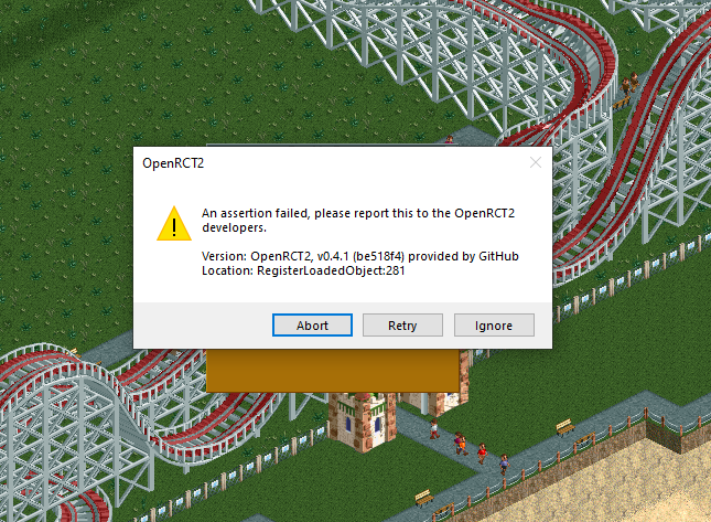 Random Assertion Errors when loading and quitting most parks · Issue #17576 · OpenRCT2/OpenRCT2 ...