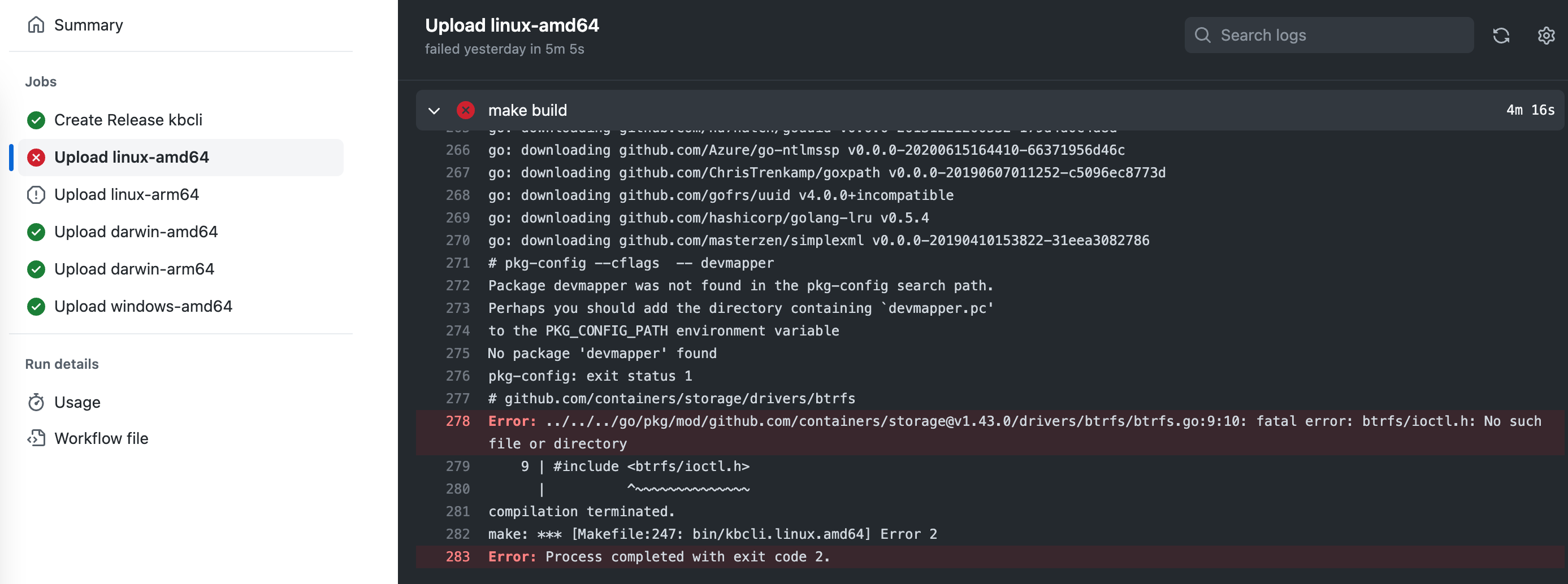 [BUG] release publish `make build` on github ubuntu-latest error ...