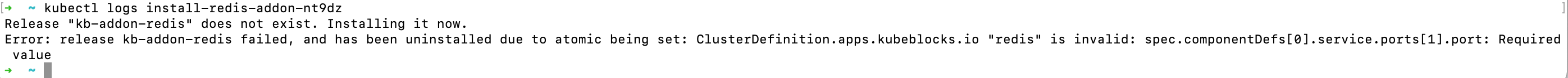[BUG] `kbcli addon enable redis` error: missing required field "port" · Issue #2470 · apecloud ...