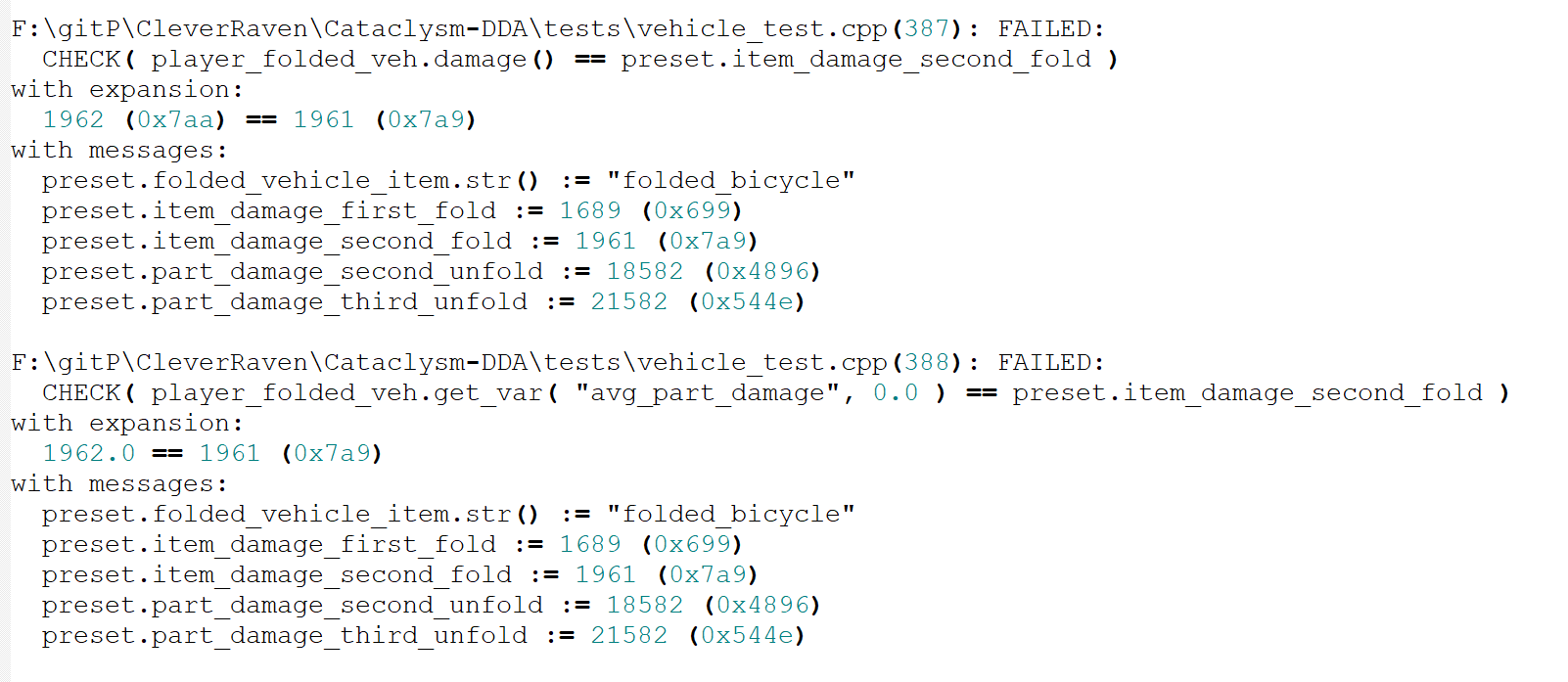 Cataclysm Dda Failed To Runtests With Fgitpcleverravencataclysm Ddatestsvehicletestcpp
