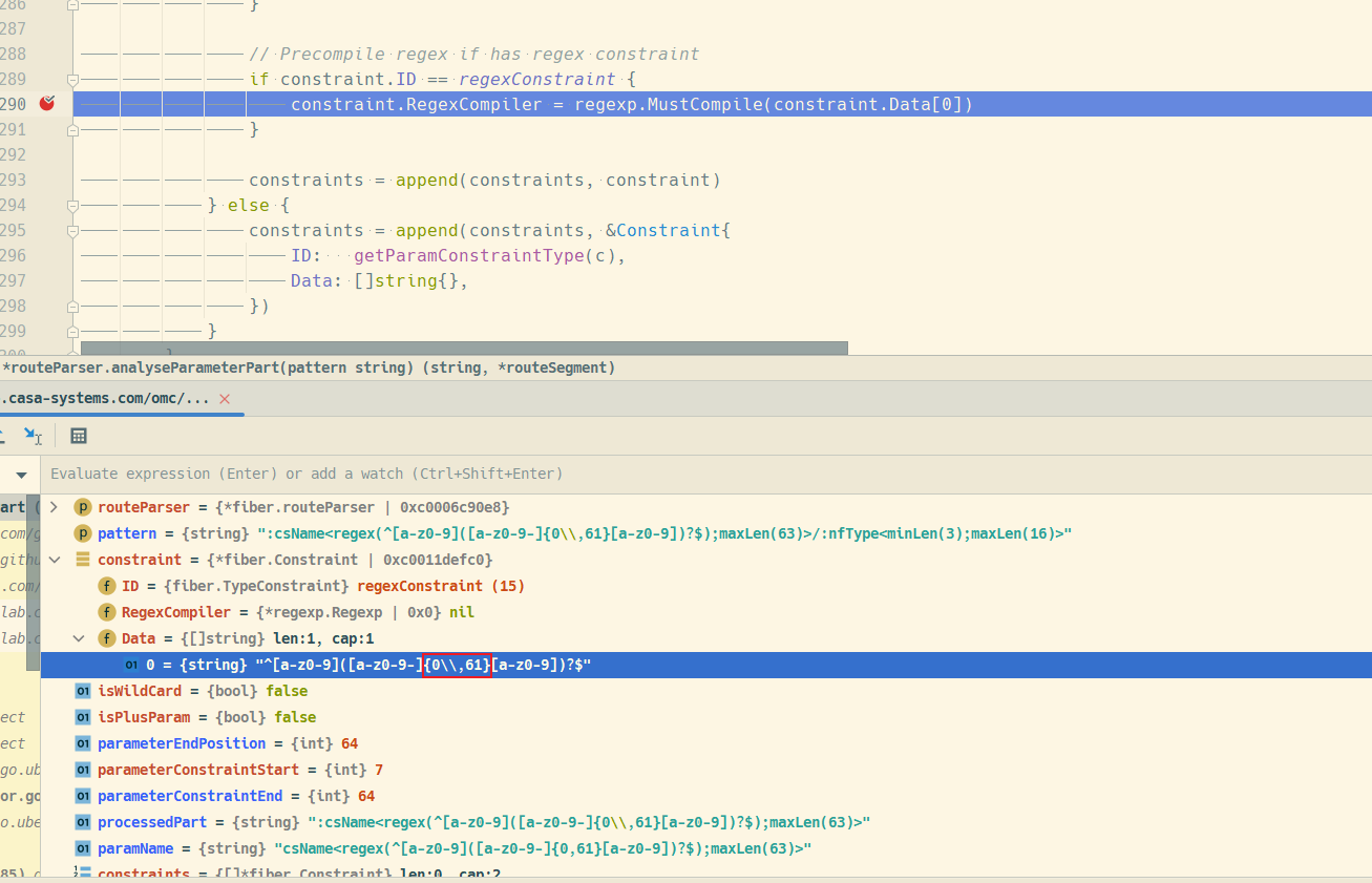 🐛 Bug Fiber Route Path Definition With Regex Which Contains Comma Will Make Regex Invalid