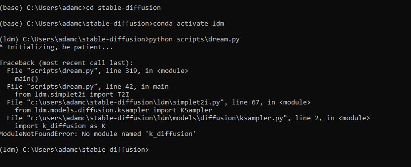 No Module named k_diffusion · Issue #20 · invoke-ai/InvokeAI · GitHub
