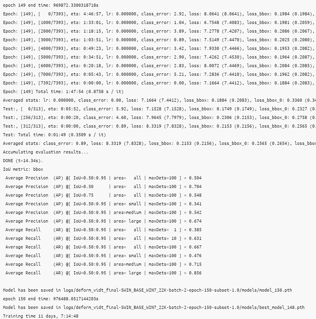how long does the ViDT(Swin-base) need to be trained for 50 epochs? · Issue #2 · naver-ai/vidt ...