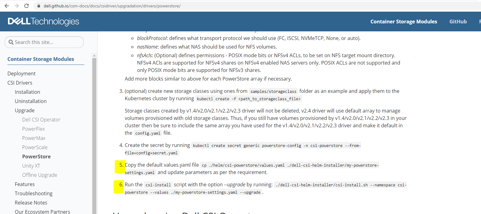 [BUG]: CSI-Powerstore: Update the upgrade procedure · Issue #484 · dell ...
