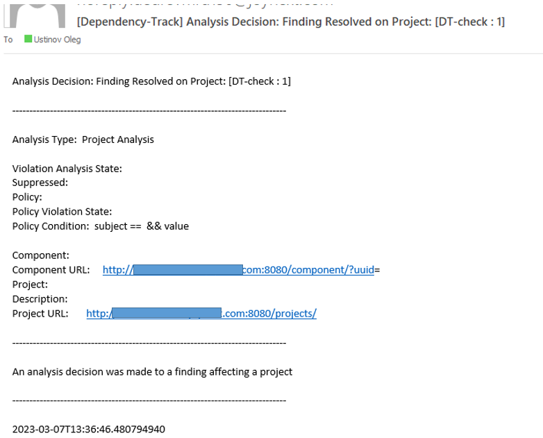 Email Notification "PROJECT_AUDIT_CHANGE" - missing information · Issue #2420 · DependencyTrack ...