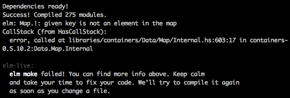 SSCCE: `elm: Map.!: given key is not an element in the map` when using ...