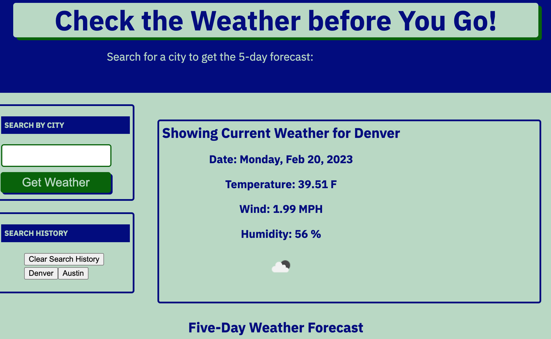 GitHub - ScarletBowen/Weather-Planner: A weather dashboard that runs in the browser and features ...