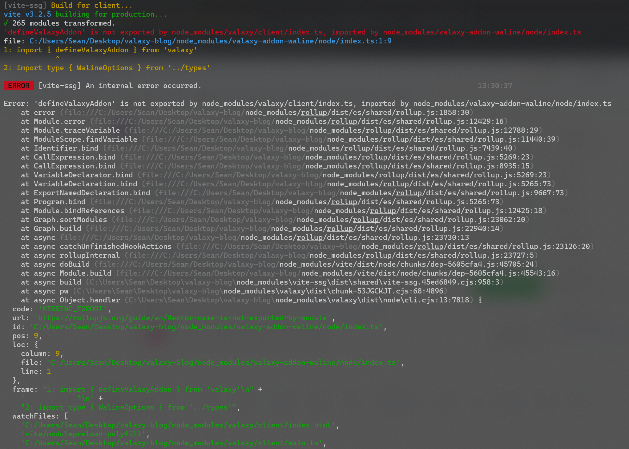 bug: 执行 npm run build 出错 · Issue #139 · YunYouJun/valaxy · GitHub