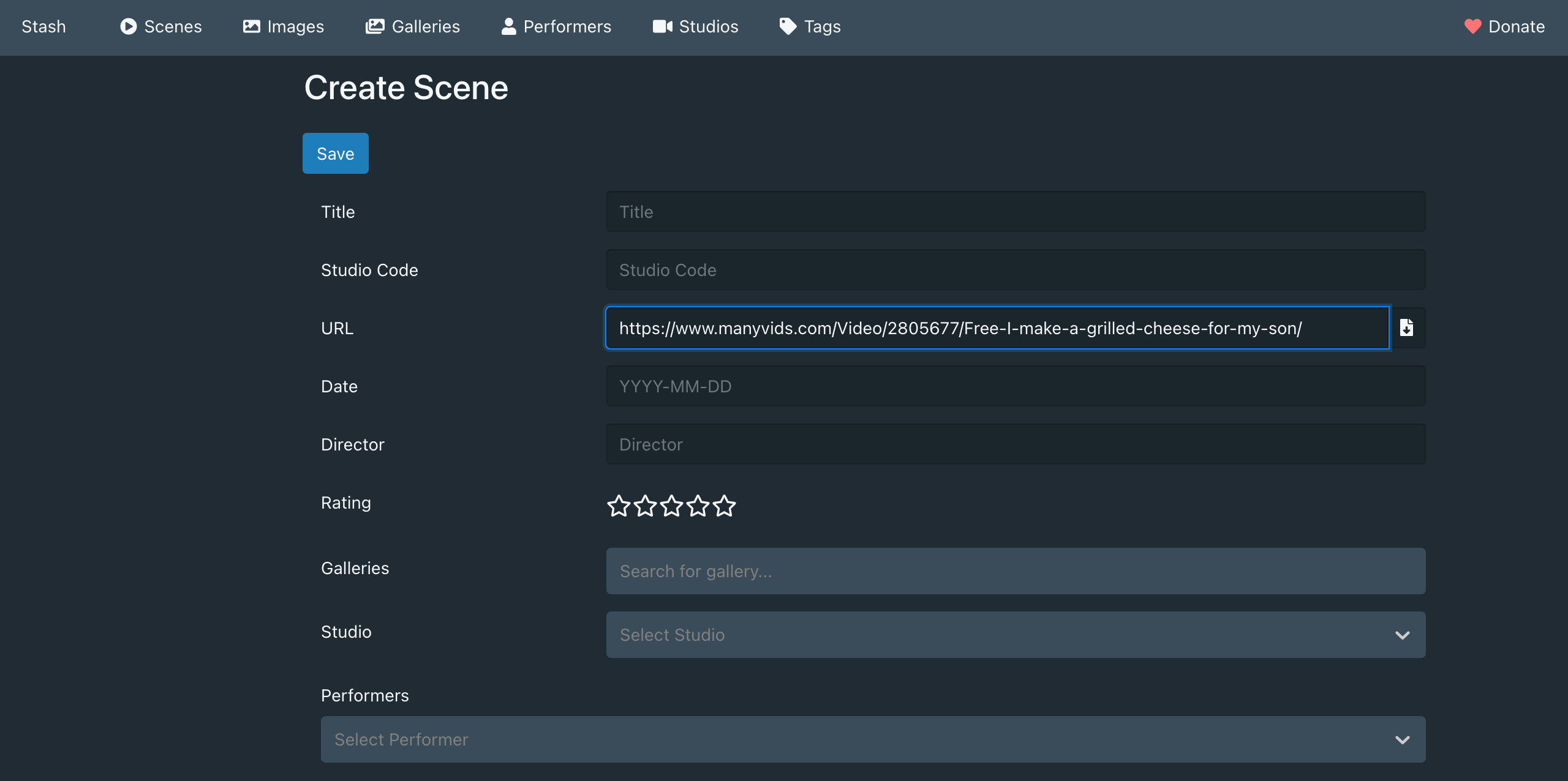 [Bug Report] Can not scrape using URL on fileless scene creation · Issue #3308 · stashapp/stash ...