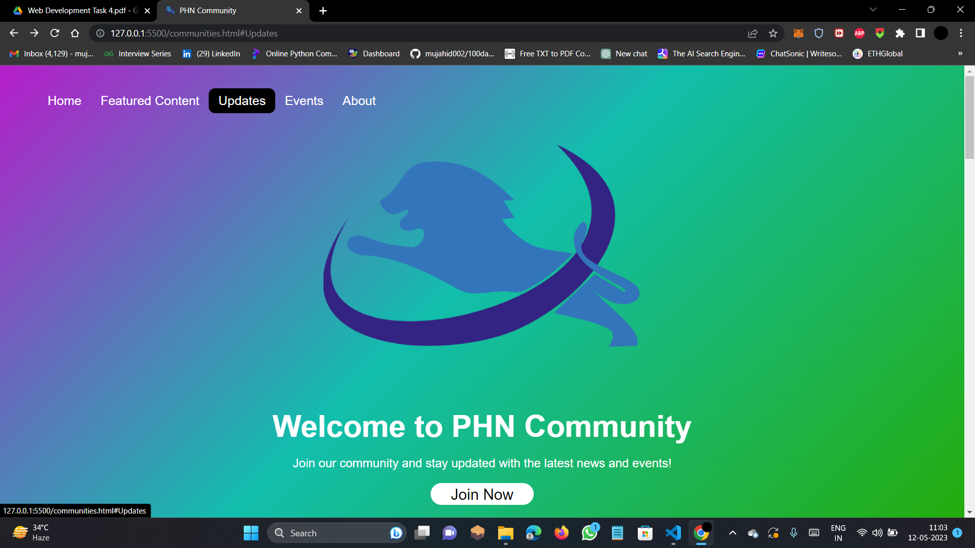 GitHub - mujahid002/PHN_Internship: Developed responsive user interfaces using HTML, CSS, and ...