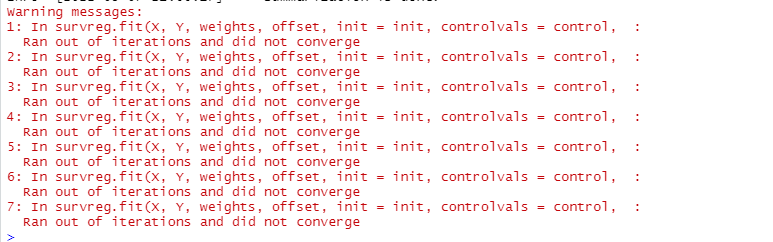 MSstat error: In survreg.fit(X, Y, weights, offset, init = init, controlvals = control, : Ran ...