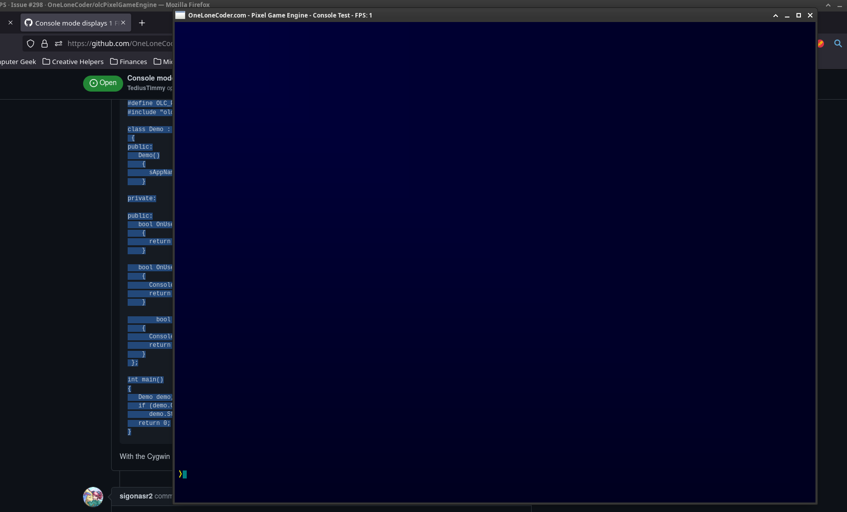 Console mode time suspension results in incorrect FPS calculation · Issue #298 · OneLoneCoder ...